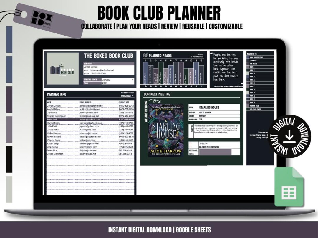 Book Club Planner: Collaborative Google Sheets Organizer (digital ...