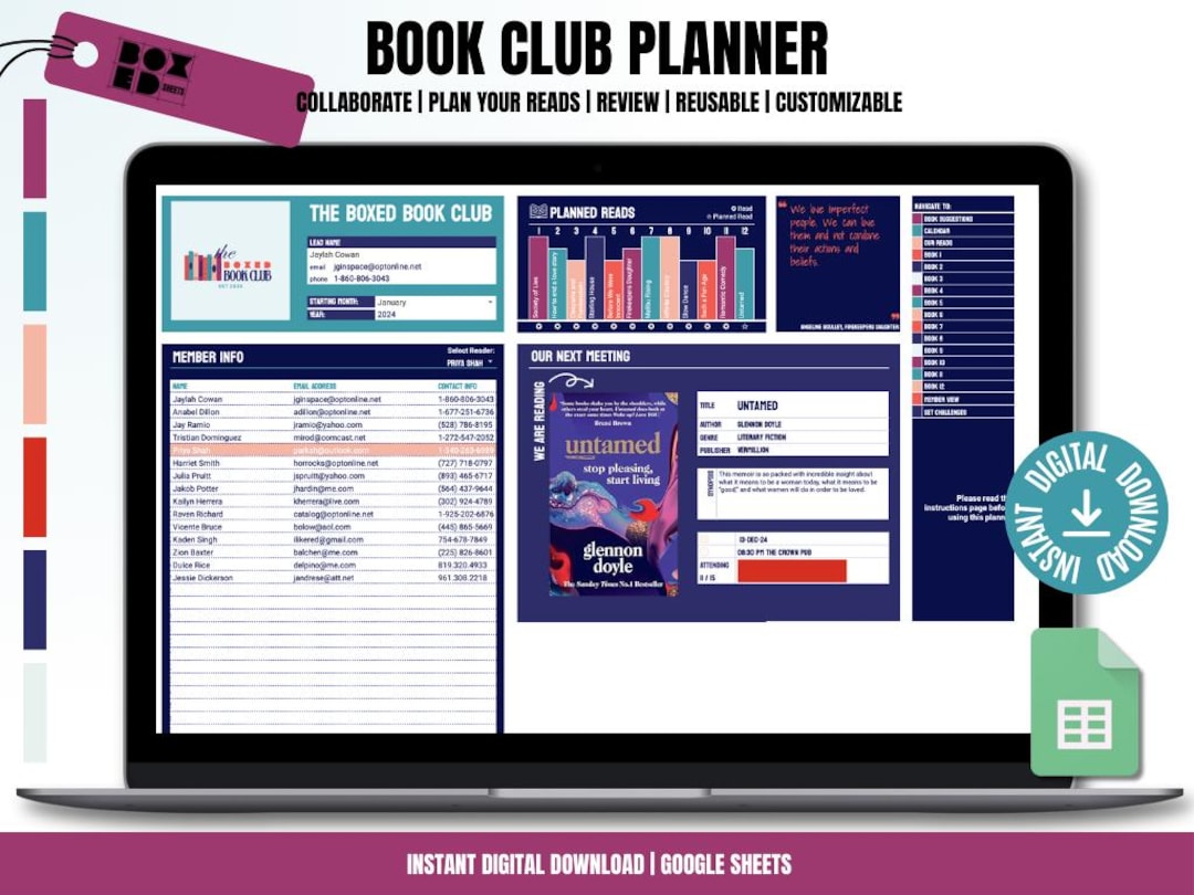 Book Club Planner: Google Sheets Organizer (digital Download) - Etsy