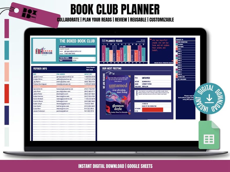 Book Club Planner: Google Sheets Organizer (digital Download) - Etsy