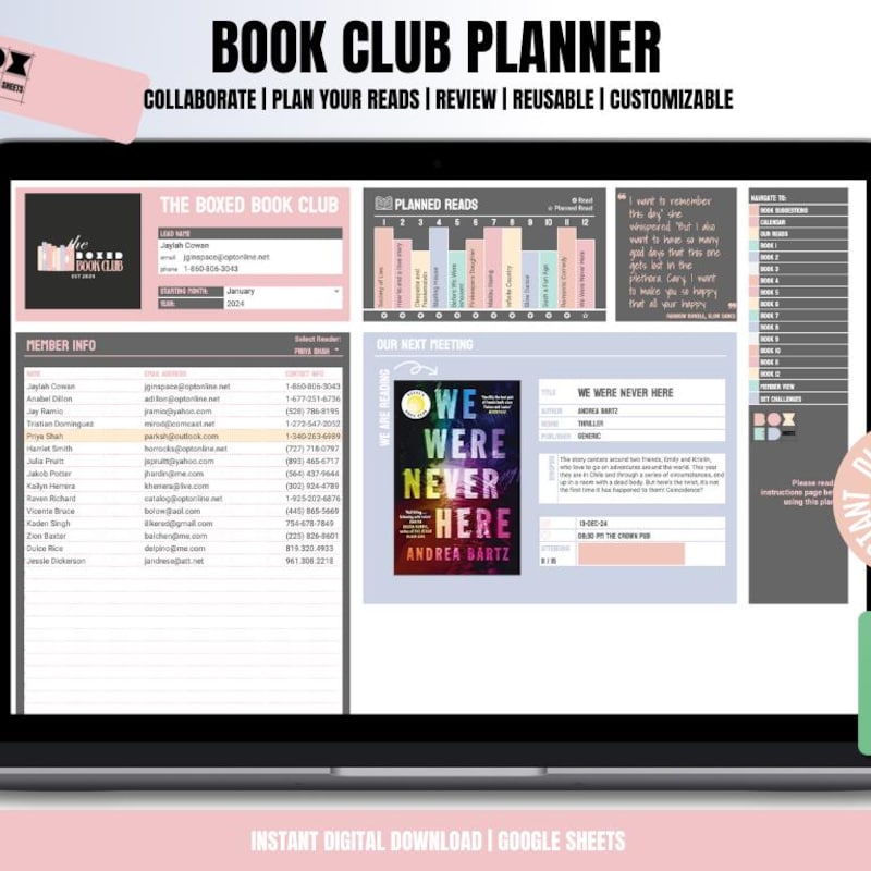 Book Club Google Template - Etsy