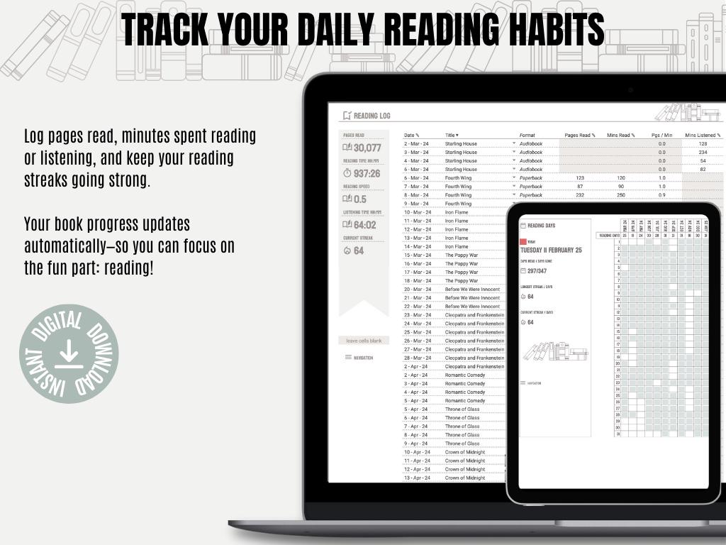 Annual Reading Journal: Google Sheets Book Tracker (digital Download ...