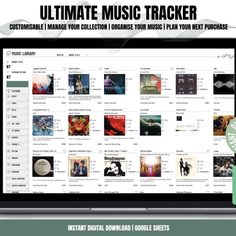 Music Library Catalog - Etsy