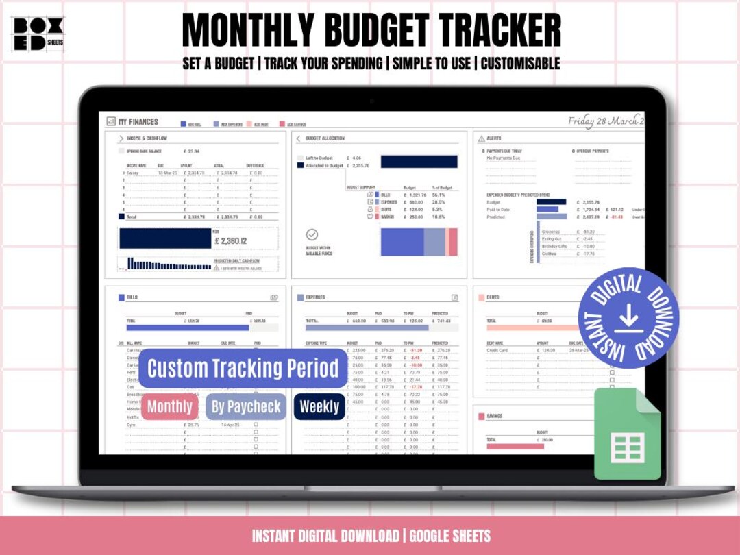 Monthly Budget Tracker: Customizable Google Sheets Planner (digital ...