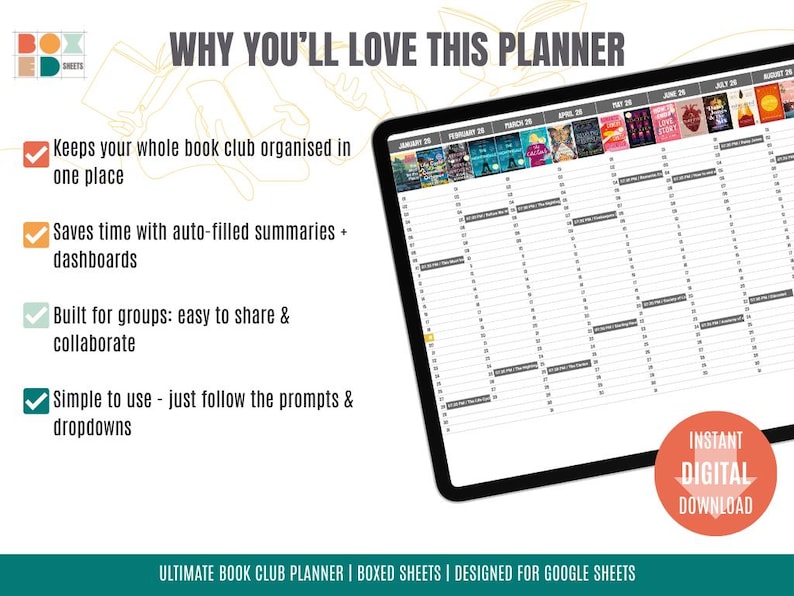 Book Club Planner Google Sheets Template, Organizer & Dashboard ...