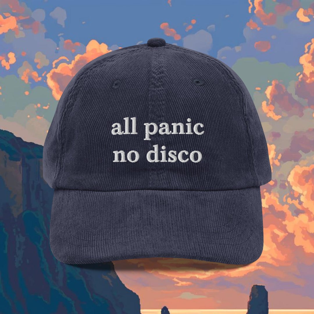 Embroidered "all Panic, No Disco" Funny Gen Z Cotton Corduroy Hat ...