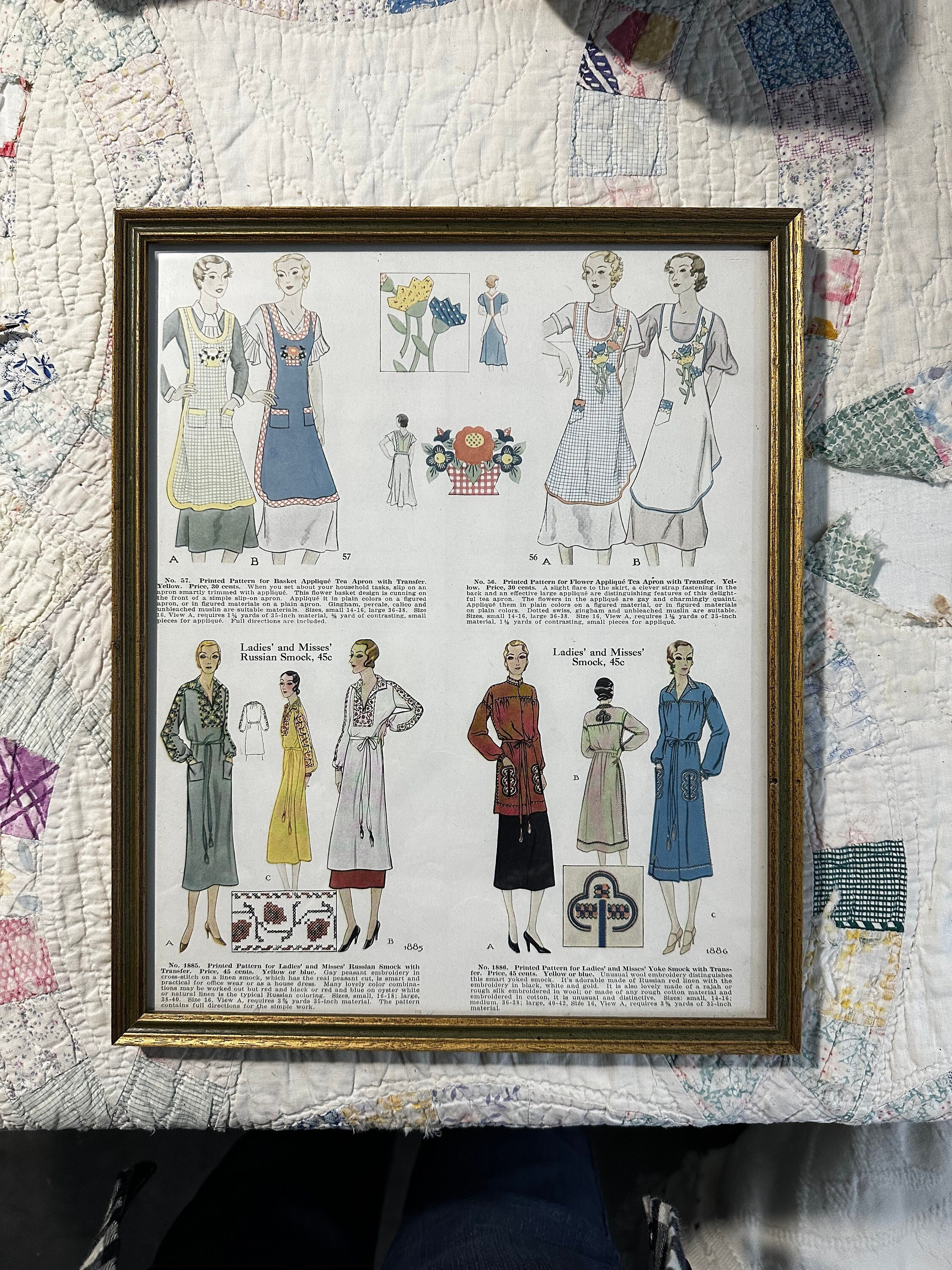 Framed Vintage Sewing Pattern Display - Etsy