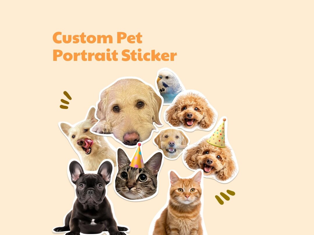 Custom Pet Stickers, Cute Vinyl Pet Photo Stickers, With Party Hat, for ...
