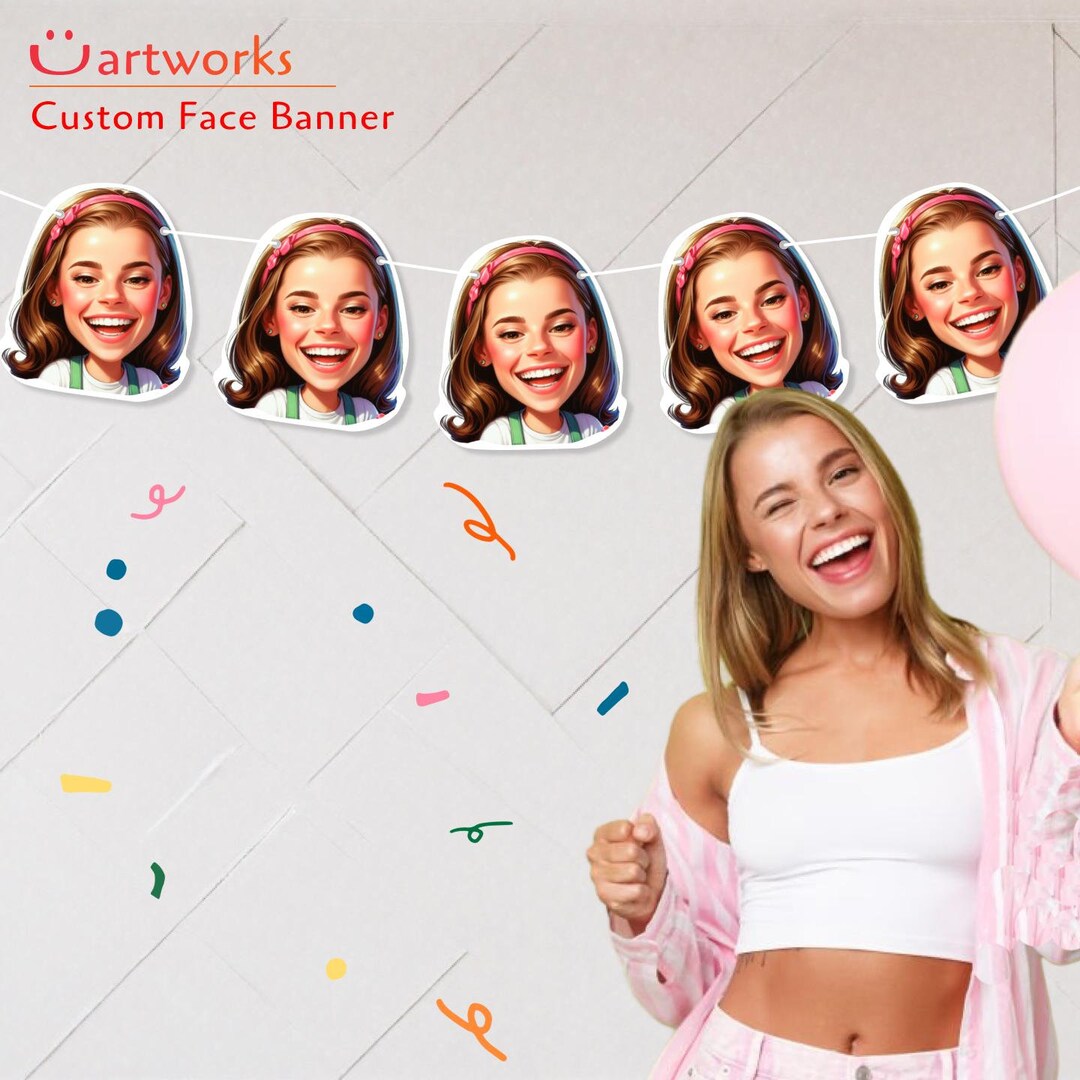 Custom Birthday Banner With Face Confetti, Big Head Face Birthday ...