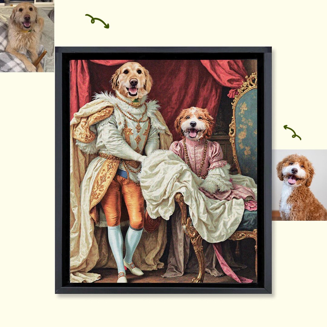 Custom Royal Pet Portrait | 2 Pets, Personalized Renaissance Pet Oil ...
