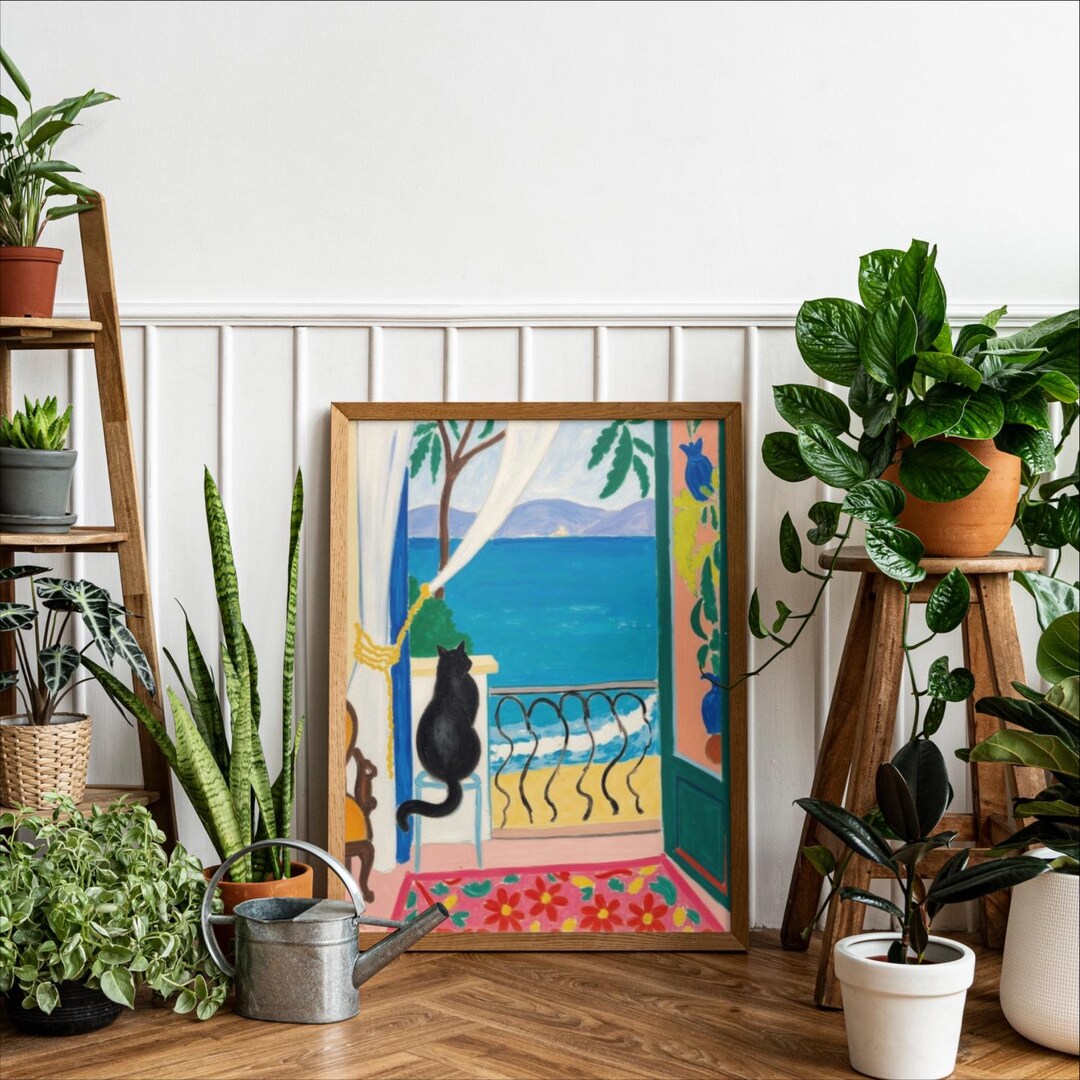Henri Matisse Inspired Print With Frame, Open Window Black Cat Art ...