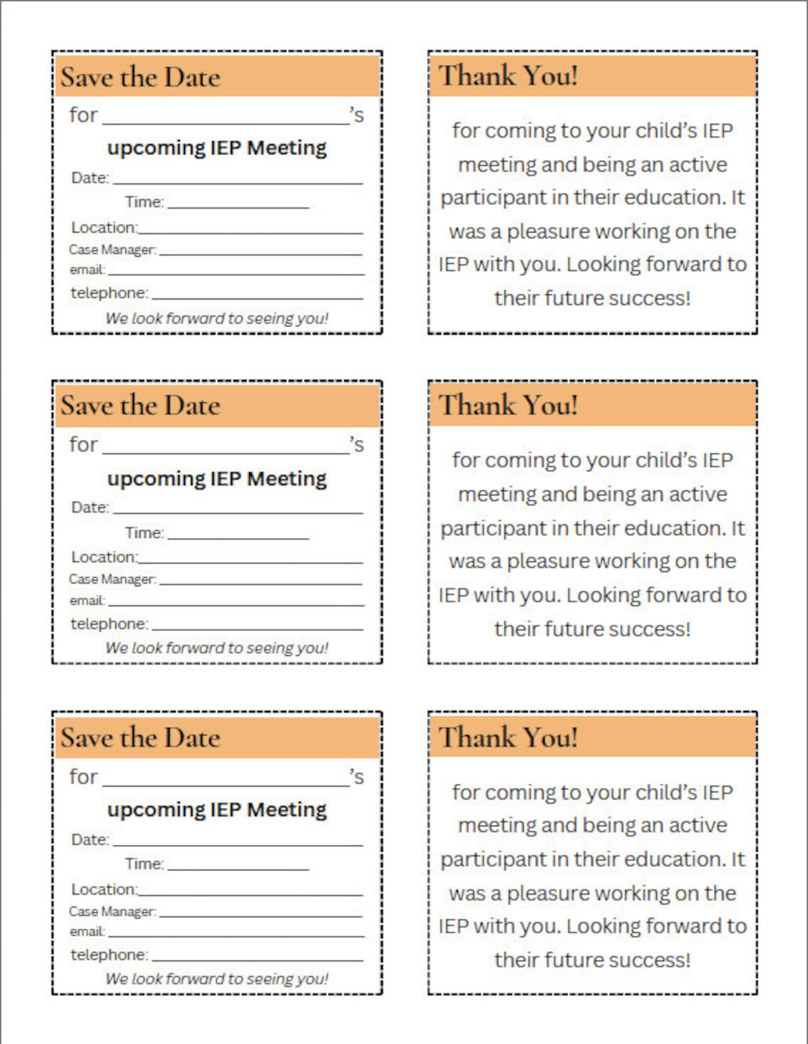 IEP Meeting Save the Date and Thank You Cards | ARD Save the Date and ...