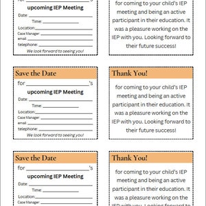 IEP Meeting Save the Date and Thank You Cards | ARD Save the Date and ...