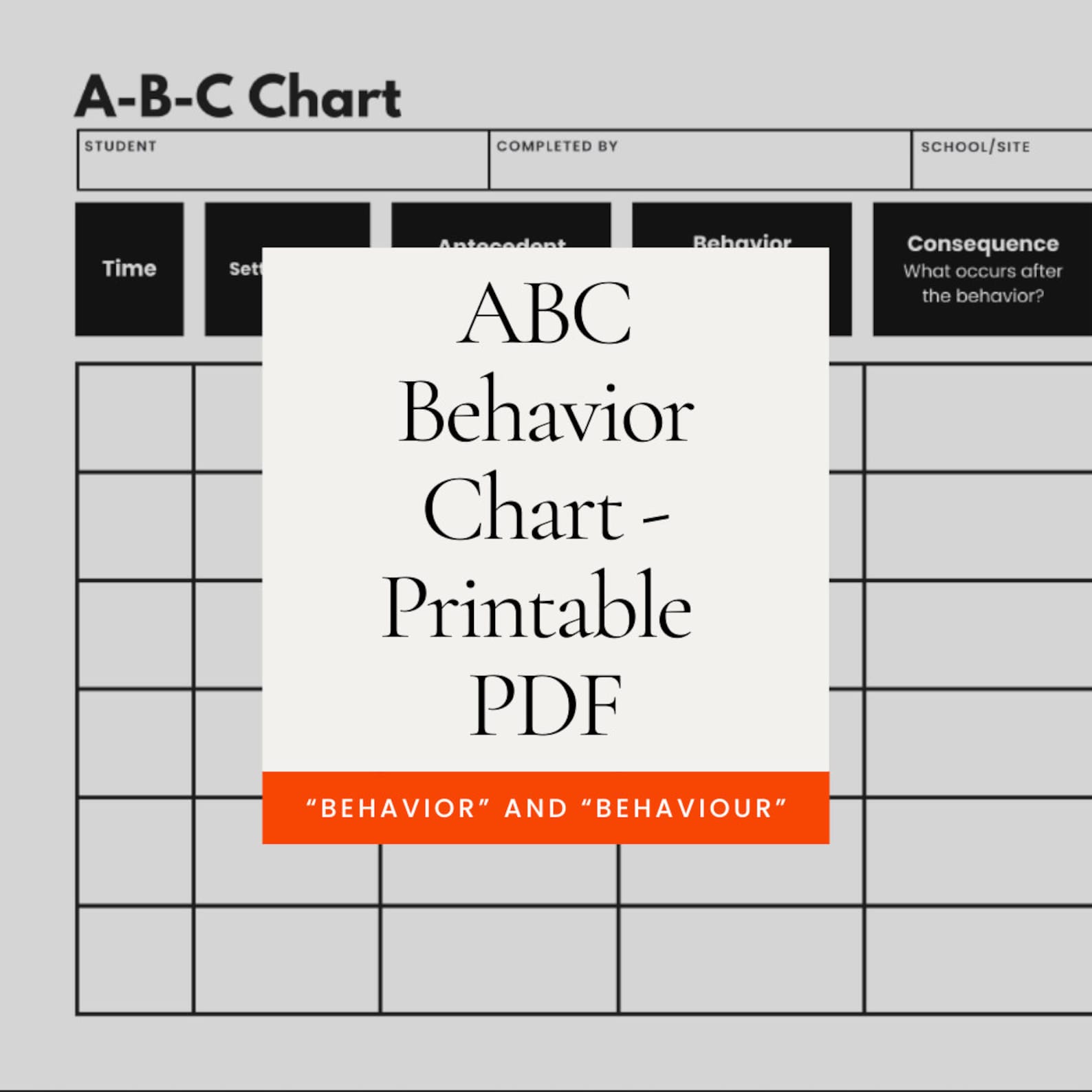 ABC Behavior Chart: Data Collection Tool (printable PDF) - Etsy