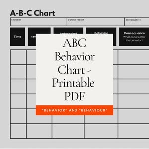 ABC Behavior Chart Printable PDF Behavior and Behaviour Instant ...