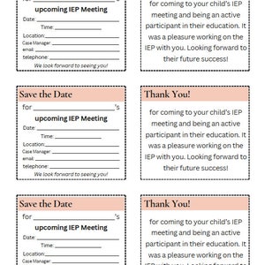 IEP Meeting Save the Date and Thank You Cards | ARD Save the Date and ...