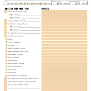IEP Meeting Checklist | IEP Checklist | Printable PDF - Etsy