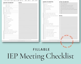 Fillable IEP Meeting Checklist: Teacher Organizer (PDF) - Etsy
