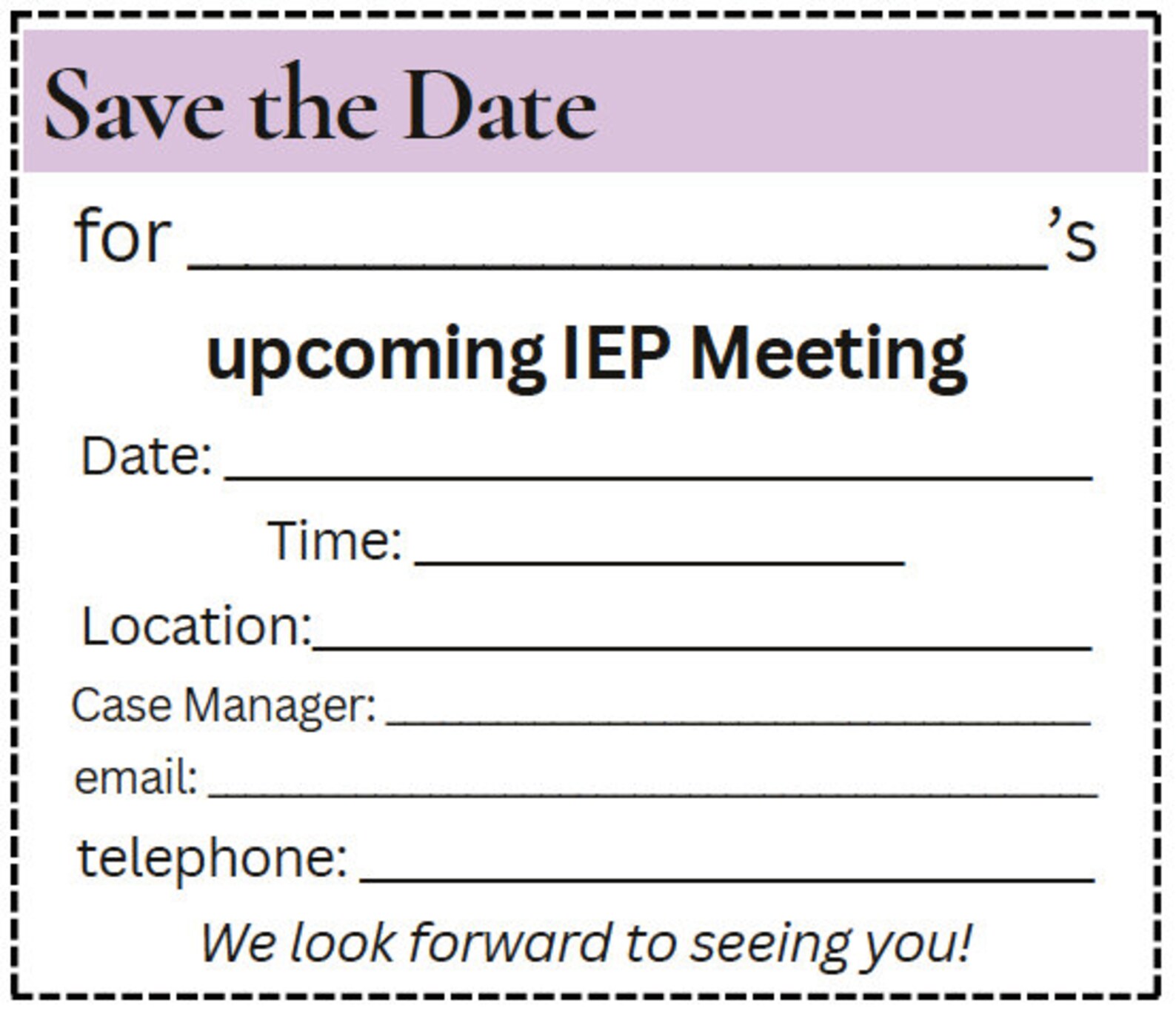 IEP Meeting Save the Date and Thank You Cards Printable PDF - Etsy