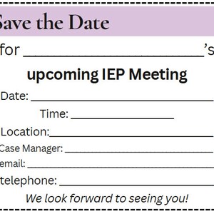 IEP Meeting Save the Date and Thank You Cards | ARD Save the Date and ...