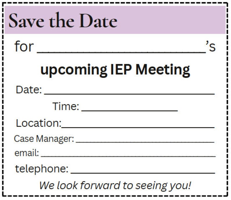 IEP Meeting Save the Date and Thank You Cards | ARD Save the Date and ...