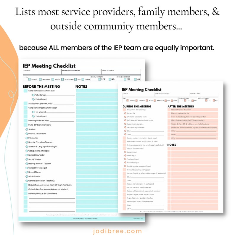 IEP Meeting Checklist | IEP Checklist | Printable PDF - Etsy
