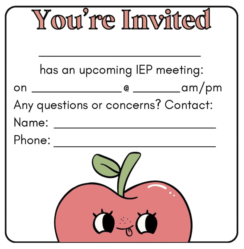 IEP Meeting Reminder Cards and Thank You Notes | ARD Meeting Reminder ...