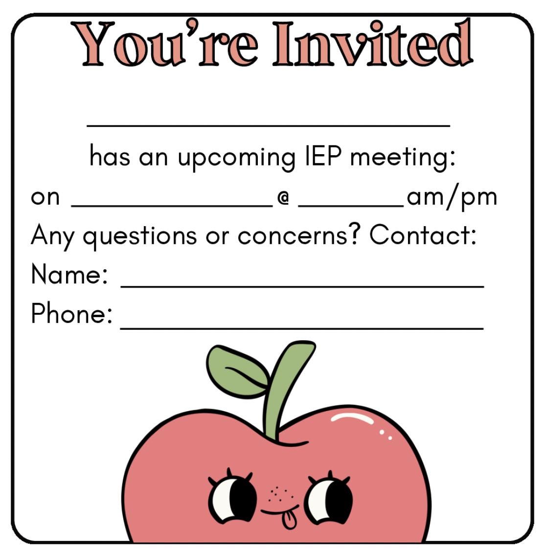 IEP Meeting Reminder & Thank You Cards: 36 Unique Designs (printable ...