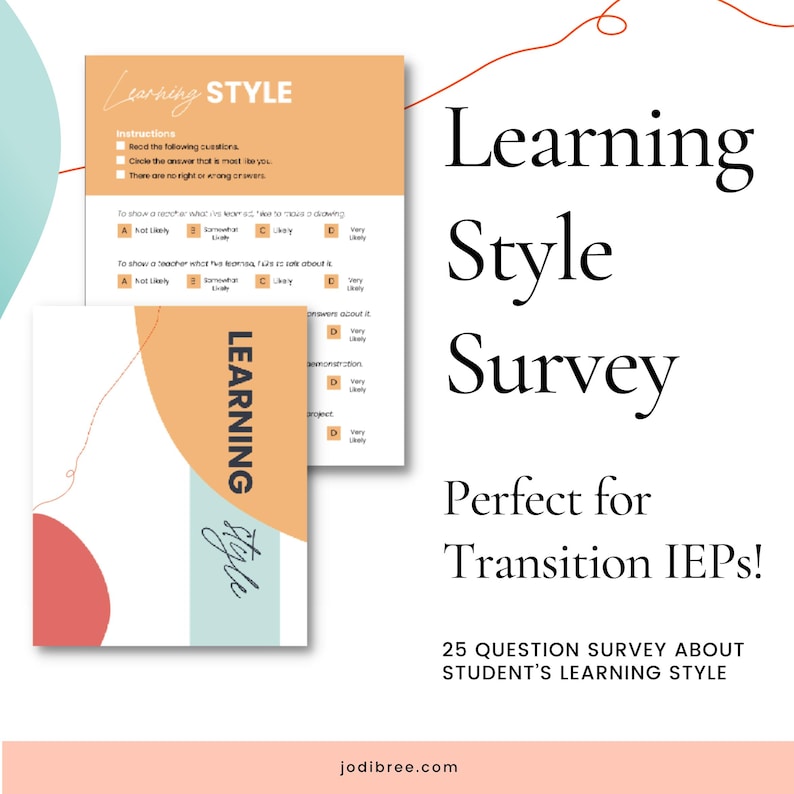Learning Style Survey | Transition IEP Survey | Printable PDF - Etsy