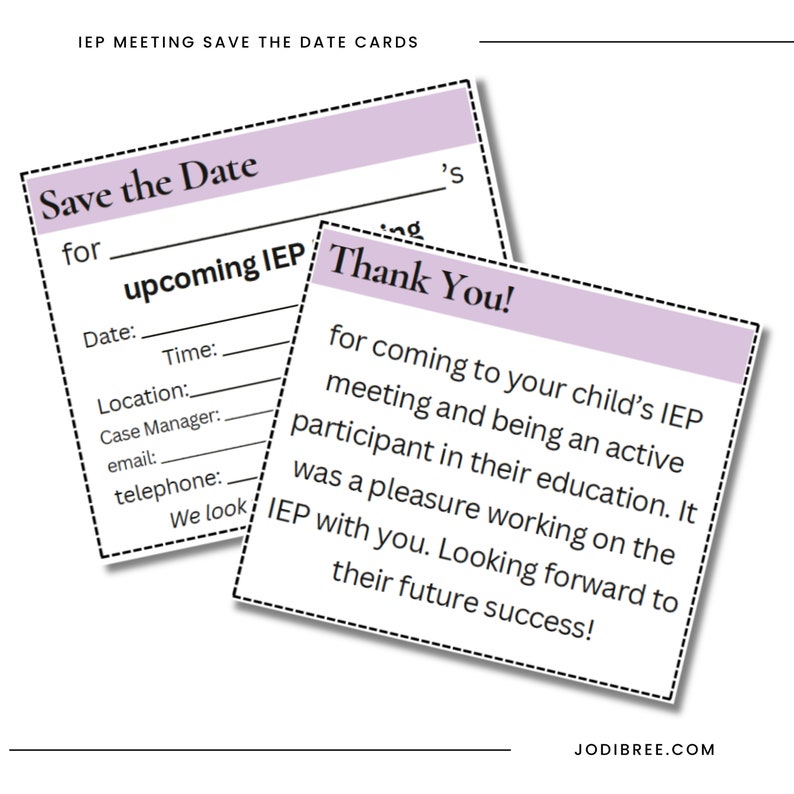 IEP Meeting Save the Date and Thank You Cards | ARD Save the Date and ...