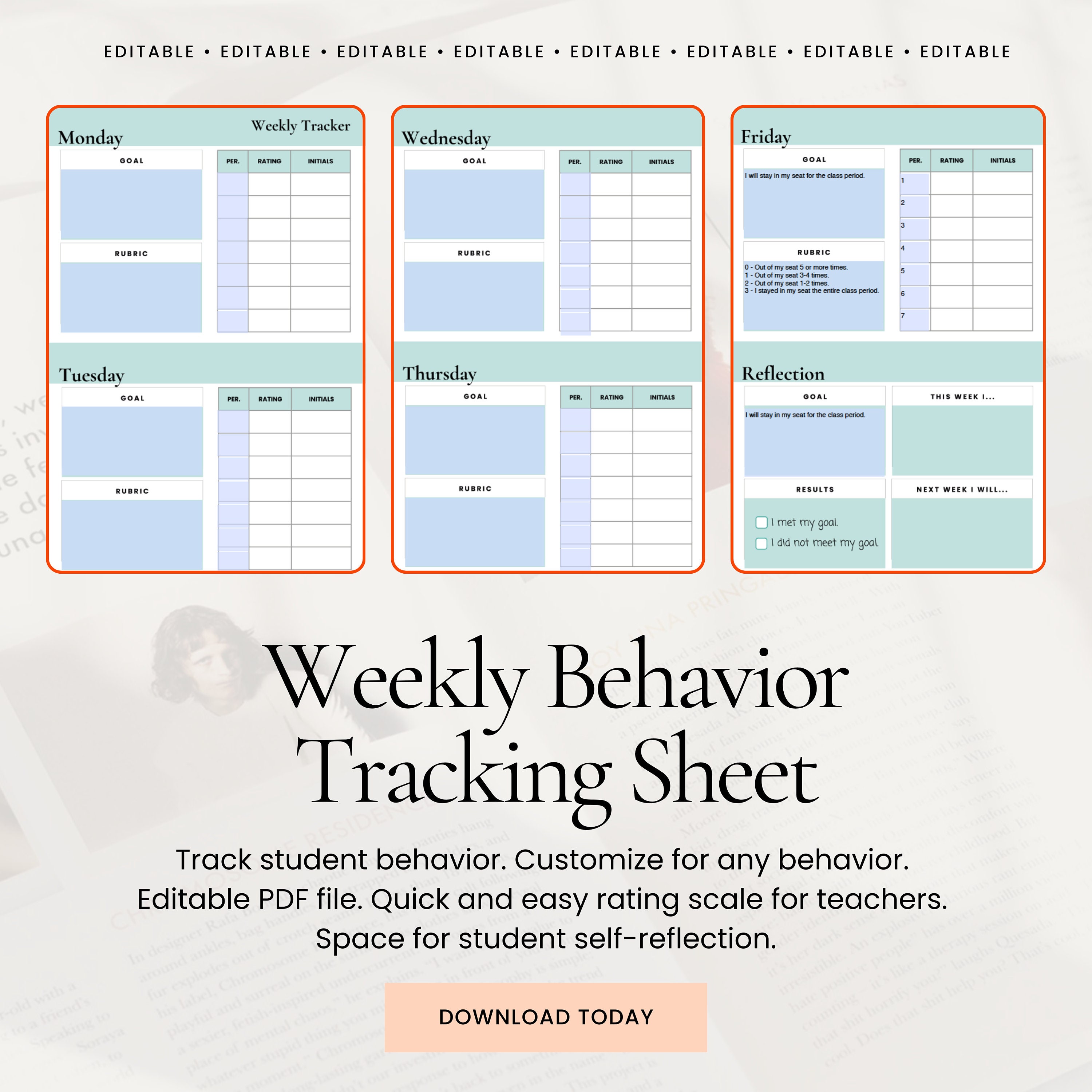 Weekly Behavior Tracker - Etsy