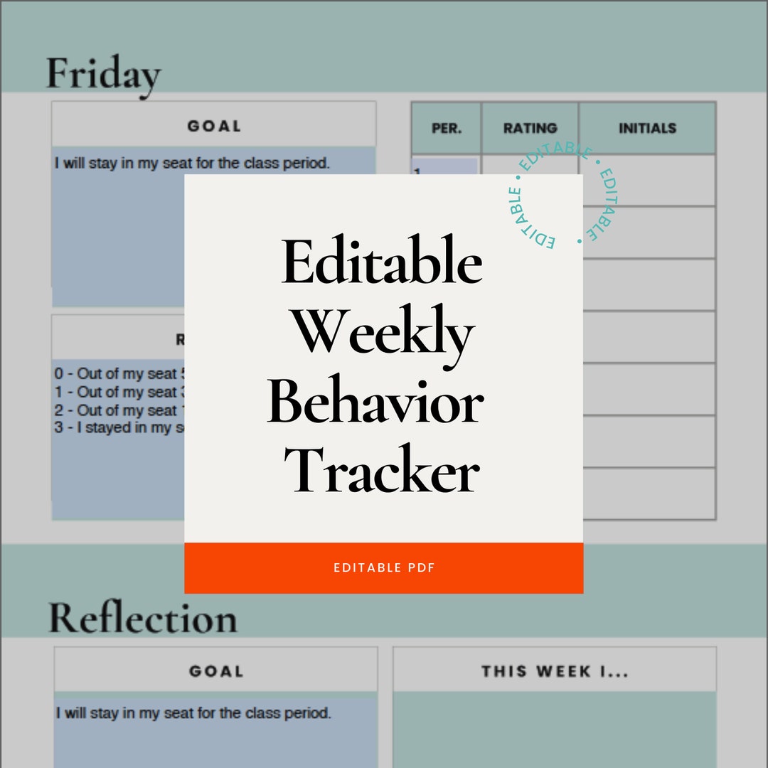 Weekly Behavior Tracker - Etsy