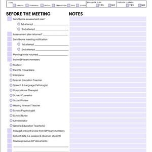 IEP Meeting Checklist: Special Education Teacher To-do List (printable ...