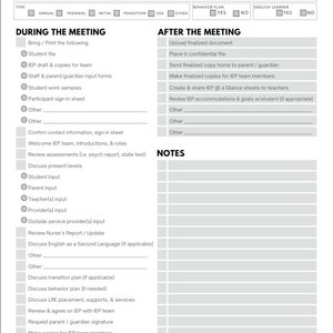 IEP Meeting Checklist: Special Education Teacher To-do List (printable ...