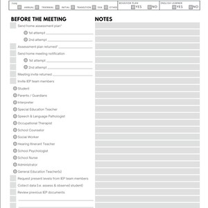 IEP Meeting Checklist: Special Education Teacher To-do List (printable ...