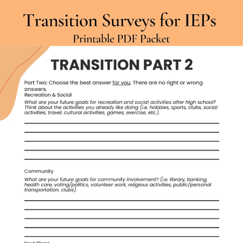 Transition IEP Planning Form | Student Self-advocacy & Goal Setting ...