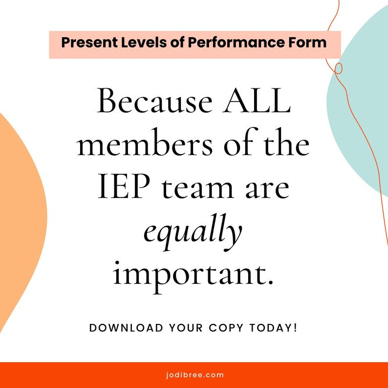IEP Present Level of Performance Form - English | IEP PLOP Form ...