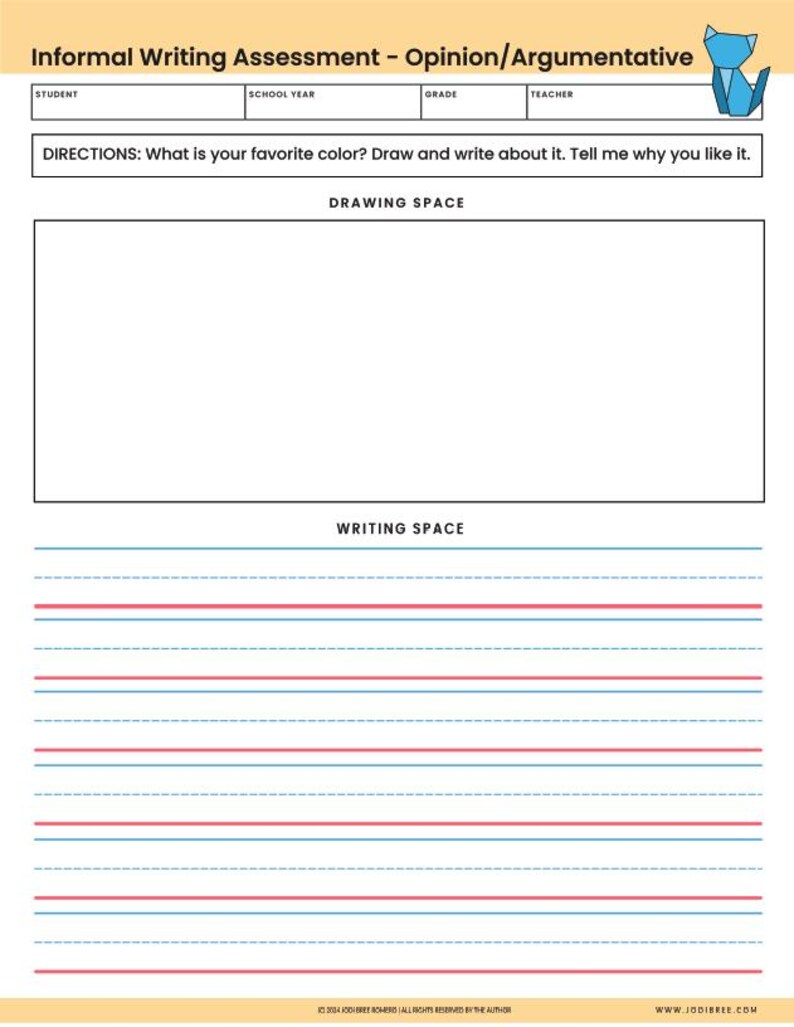No-prep Informal Writing Assessment | Pre-kindergarten | Opinion ...