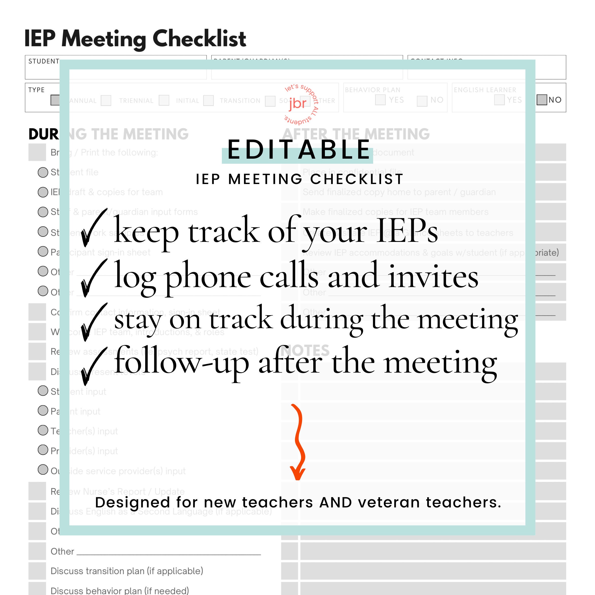 Editable IEP Meeting Checklist Printable PDF - Etsy