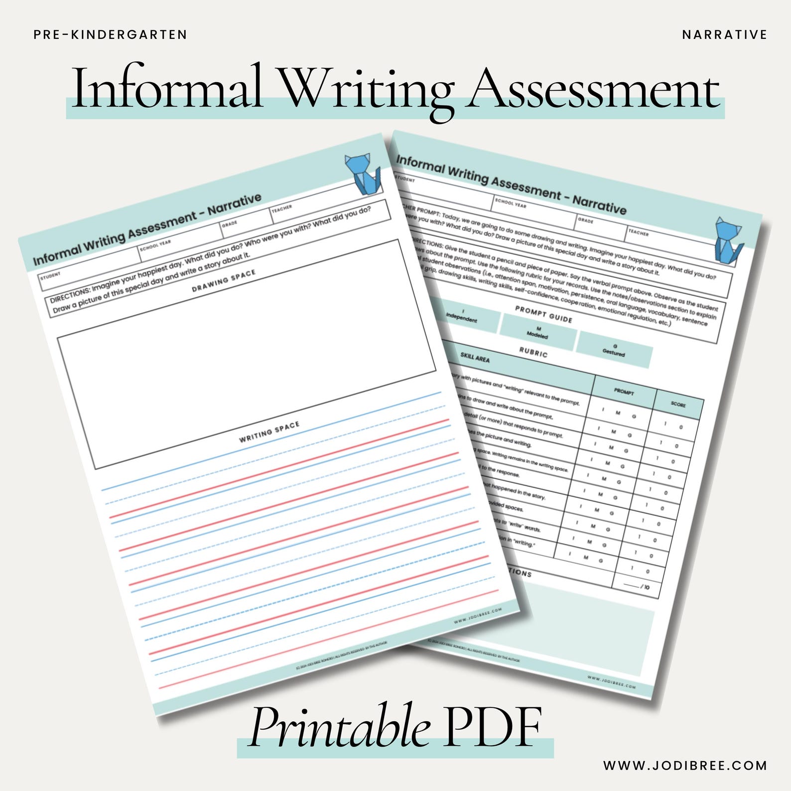 Informal Writing Assessment | Pre-kindergarten Pre-k | Narrative ...
