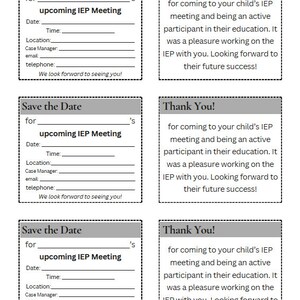 IEP Meeting Save the Date and Thank You Cards | ARD Save the Date and ...