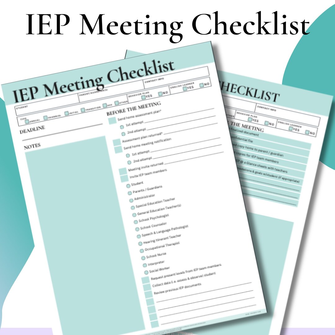 IEP Meeting Checklist: Printable Special Education Teacher Resource ...