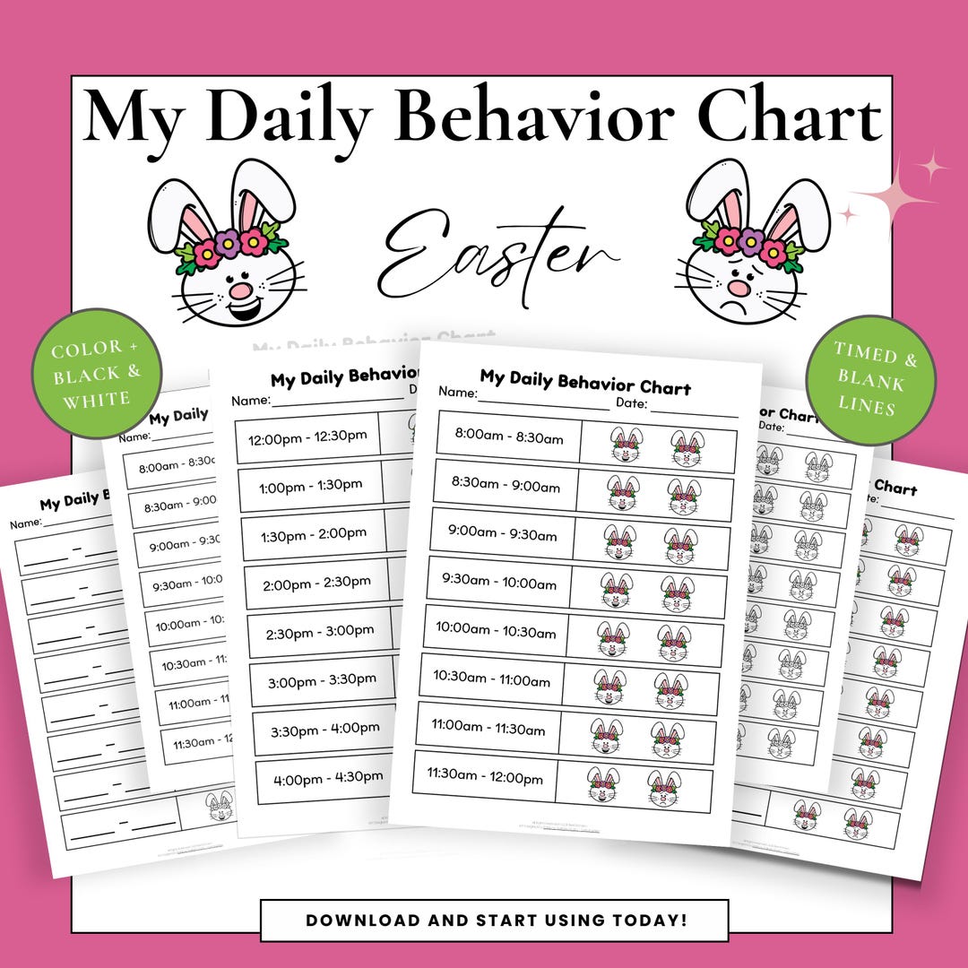 Easter Daily Behavior Chart | Spring Positive Reinforcement Tracker - Etsy