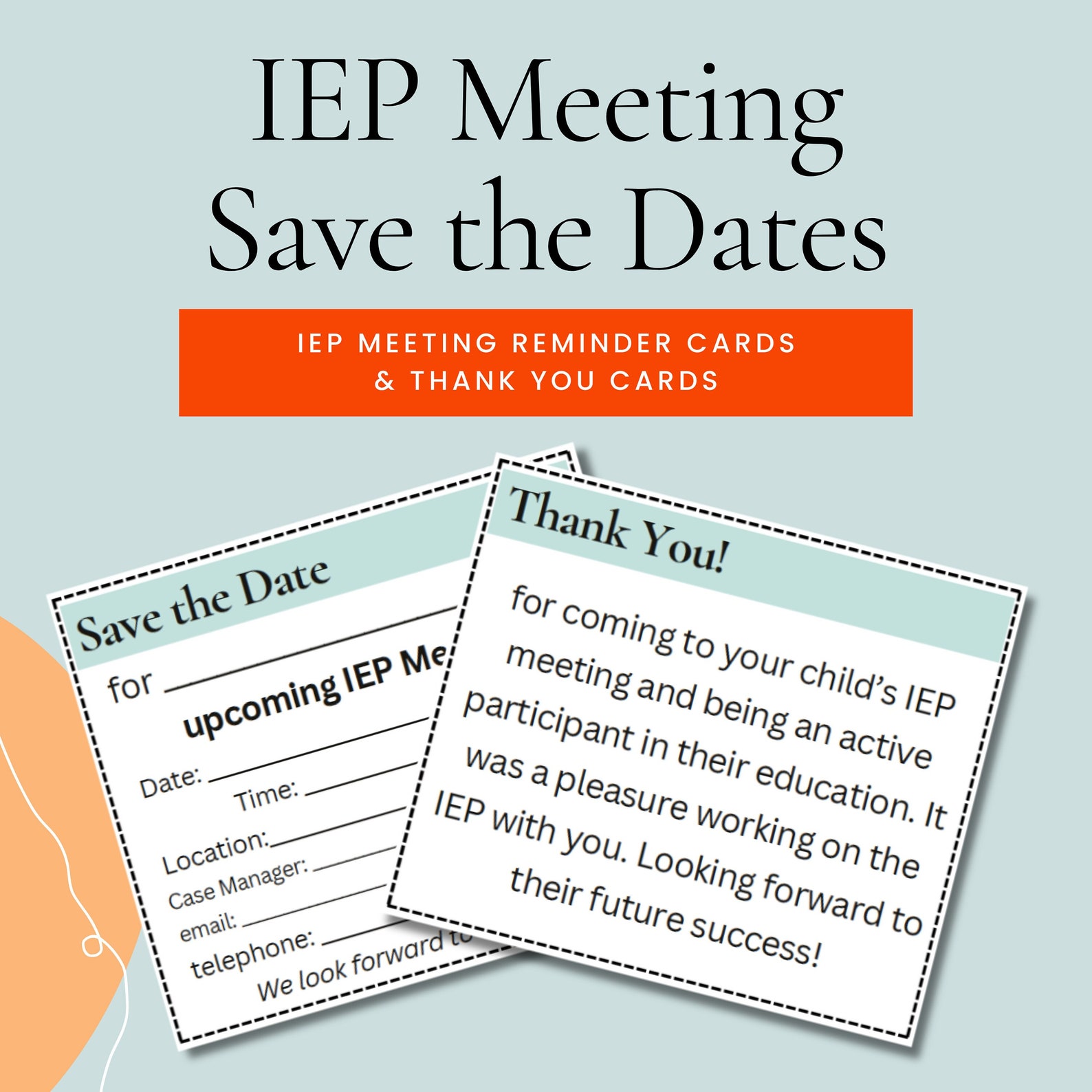 IEP Meeting Save the Date and Thank You Cards | ARD Save the Date and ...