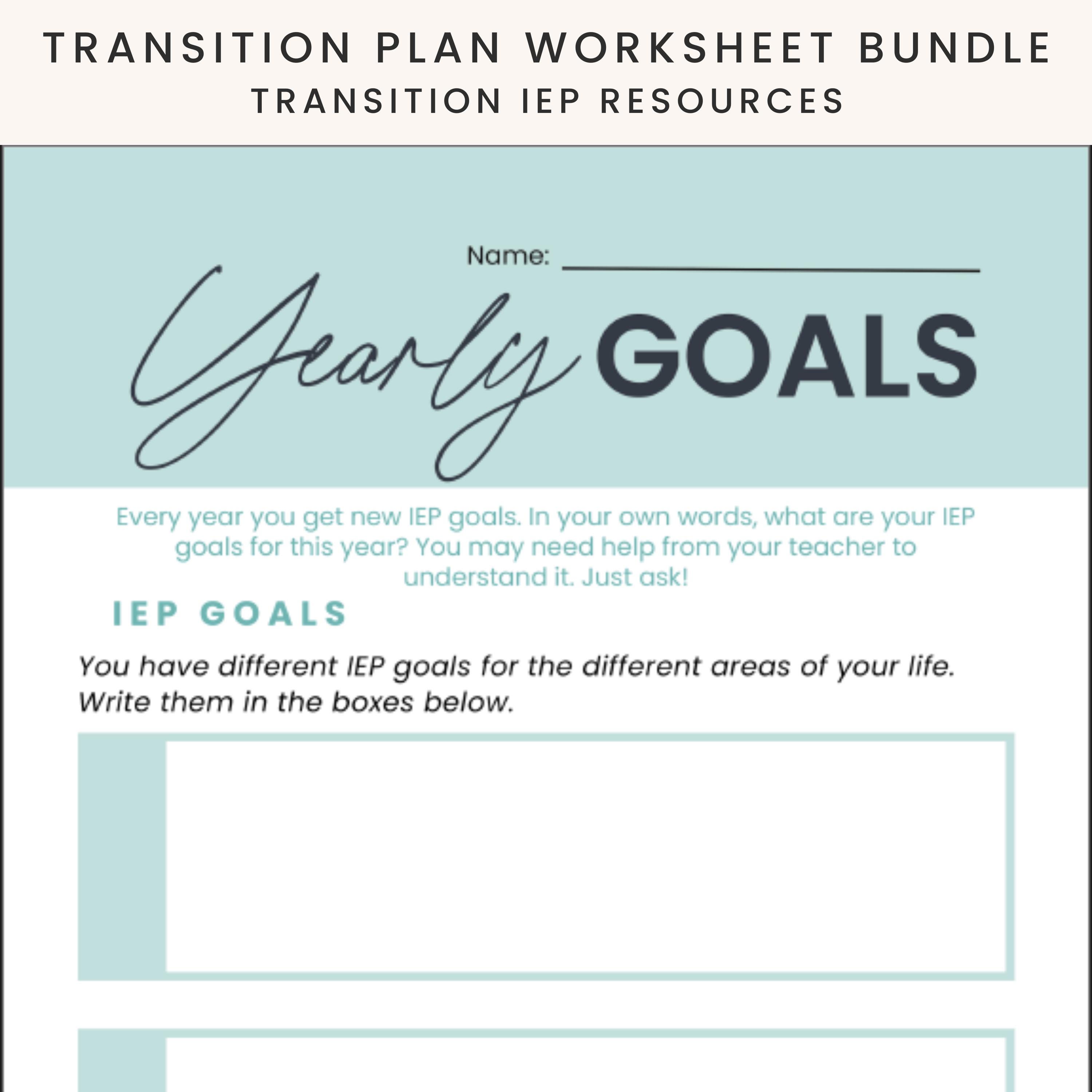 Transition Plan Worksheet Bundle | Transition IEP Worksheets | IEP ...
