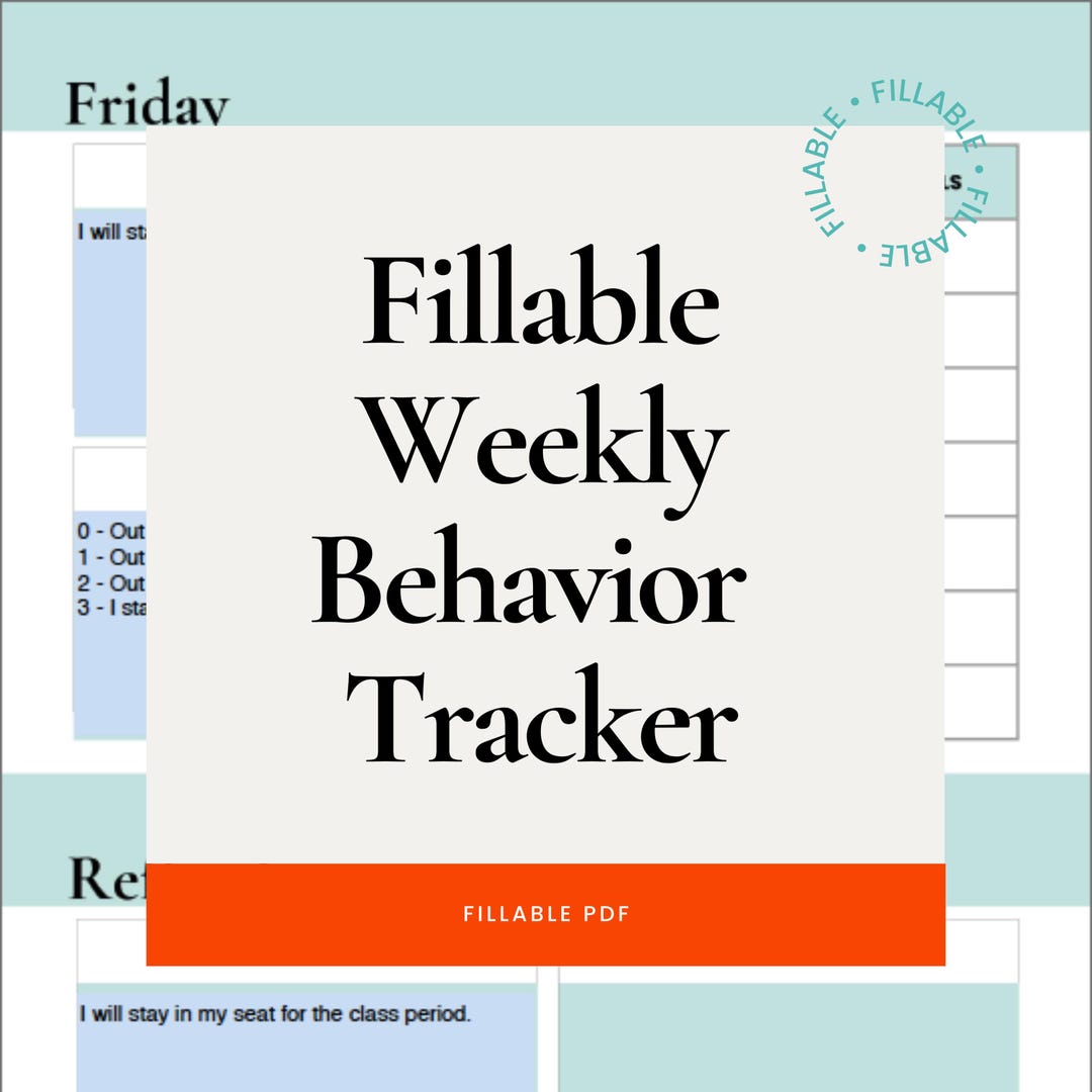 Fillable Weekly Behavior Tracker: Student Self-reflection (fillable PDF ...