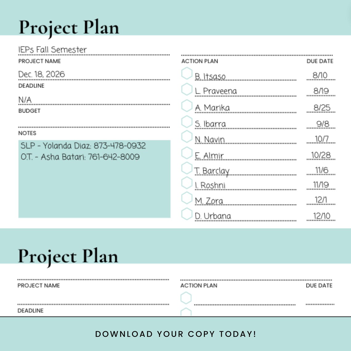 Year-round Project Tracker | Printable Goal & Task Planner for Teachers ...