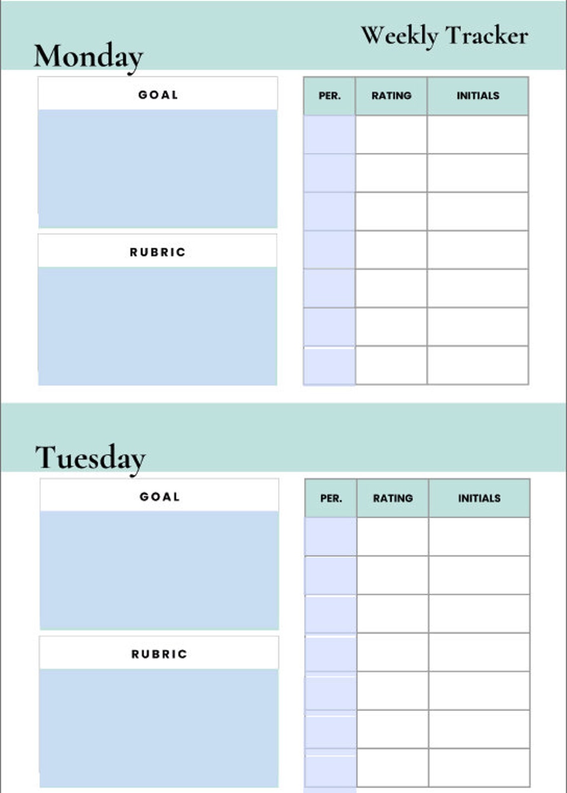 Weekly Behavior Tracker - Etsy