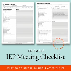 Editable IEP Meeting Checklist Printable PDF - Etsy