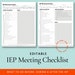 Editable IEP Meeting Checklist Printable PDF - Etsy