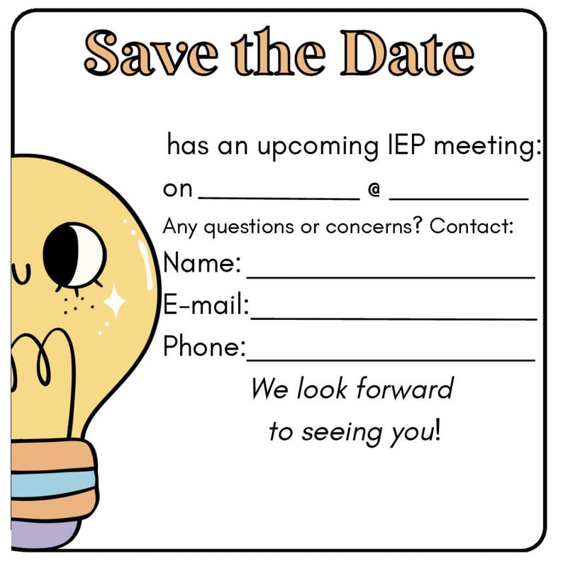 IEP Meeting Reminder Cards and Thank You Notes | ARD Meeting Reminder ...